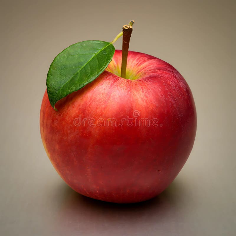 Perfect Red Apple with Leaf on Stem – Fresh Organic Fruit Closeup ...