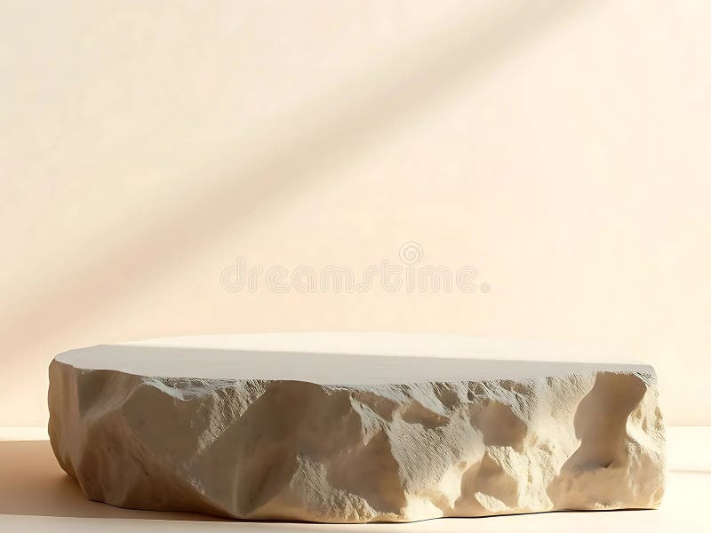 Rough Beige Stone Platform on Light Background - Natural Product ...