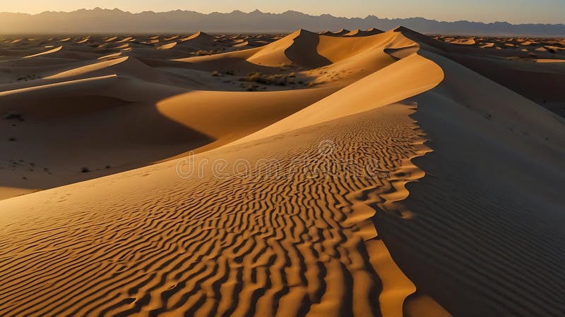 Sweeping Desert Dunes at Golden Hour – Ultra-Realistic Textured Sand ...
