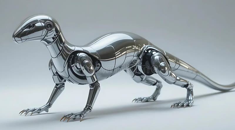 Futuristic Robotic Lizard with Silver Body and Articulated Joints Stock ...
