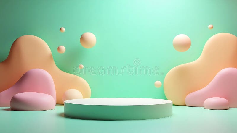 3D Product Mockup with Bright Mint Green Background and Floating Light ...