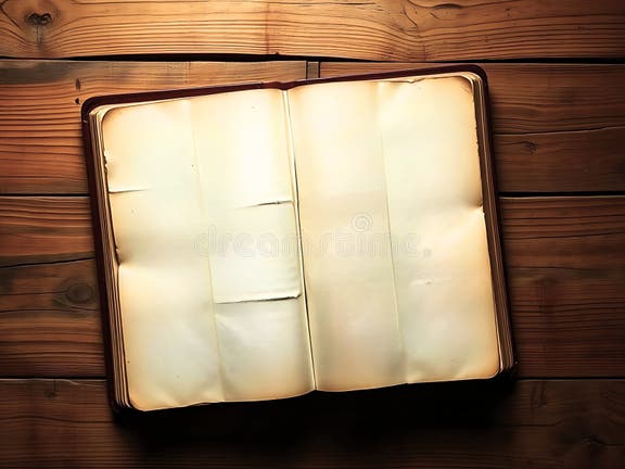 Distressed Open Antique Book with Blank Creased Pages - Vintage ...