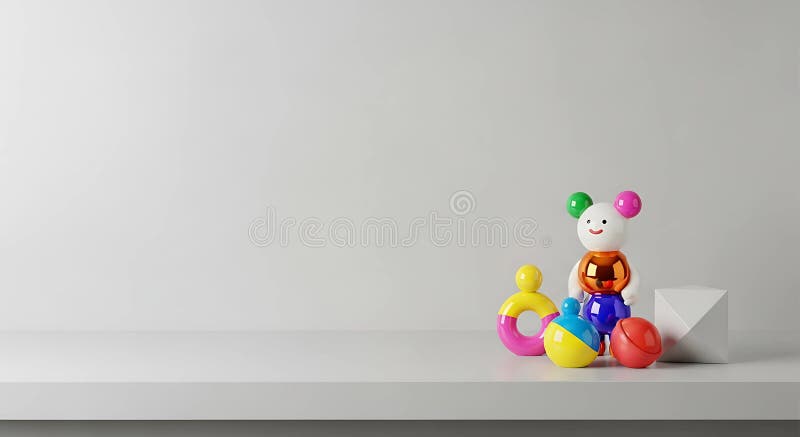 Colorful Toy Arrangement on White Background for Product Display or ...