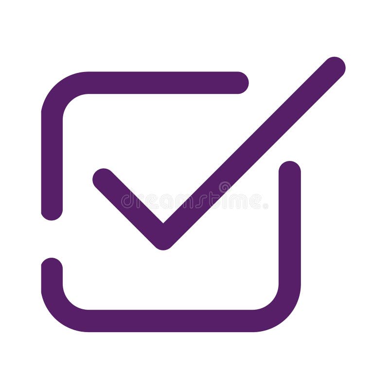 Purple Check Mark Icon in Rounded Open Square, Modern Minimal Approval ...