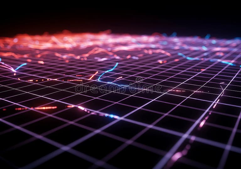 Abstract Digital Grid Wavelengths - Tech Background Stock Image - Image ...
