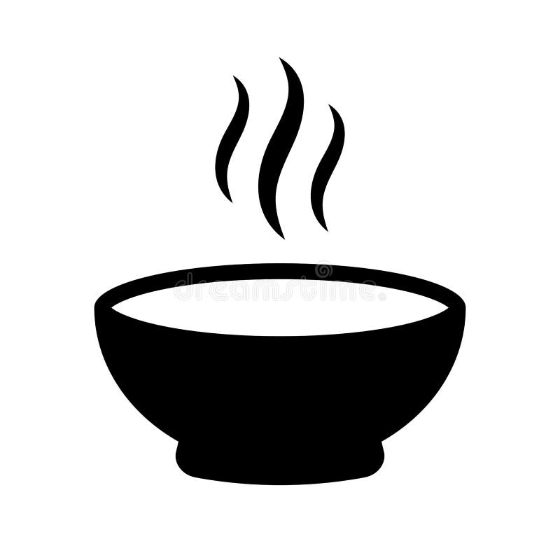 Bouillon Silhouette Icon. Outline Bowl With Spoon And Hot Food. Black ...
