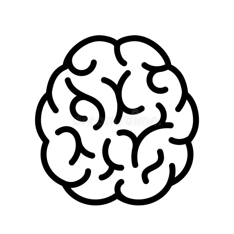 Simple brain outline icon stock vector. Illustration of logo - 119722429