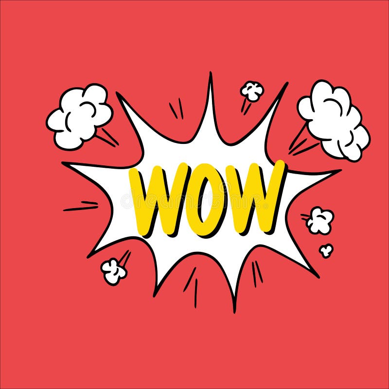 Lettering Wow with Boom Effect Explosion, Comic or Pop Art Style ...