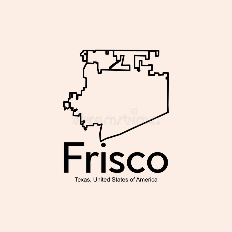 Map of Frisco Texas City Illustration Creative Logo Stock Vector ...