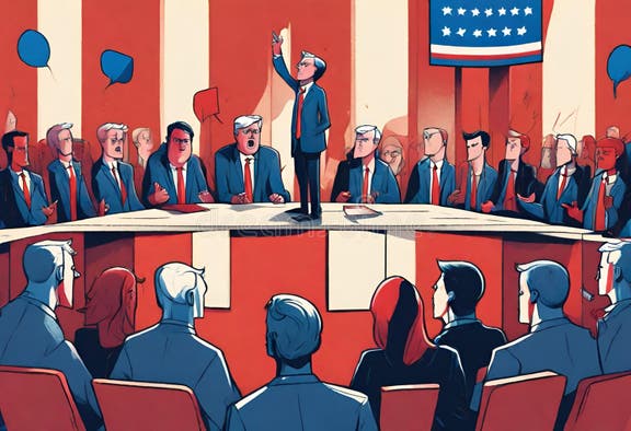 Gradient Politician Podium Debate Trump Stock Illustration ...