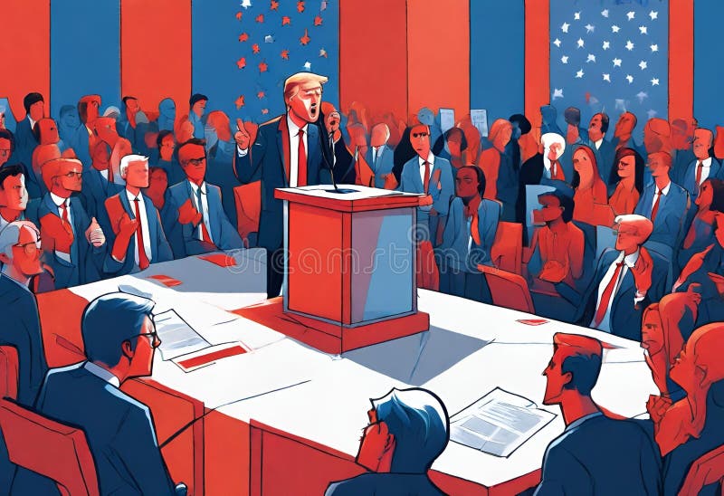 Gradient Politician Podium Debate Trump Stock Illustration ...