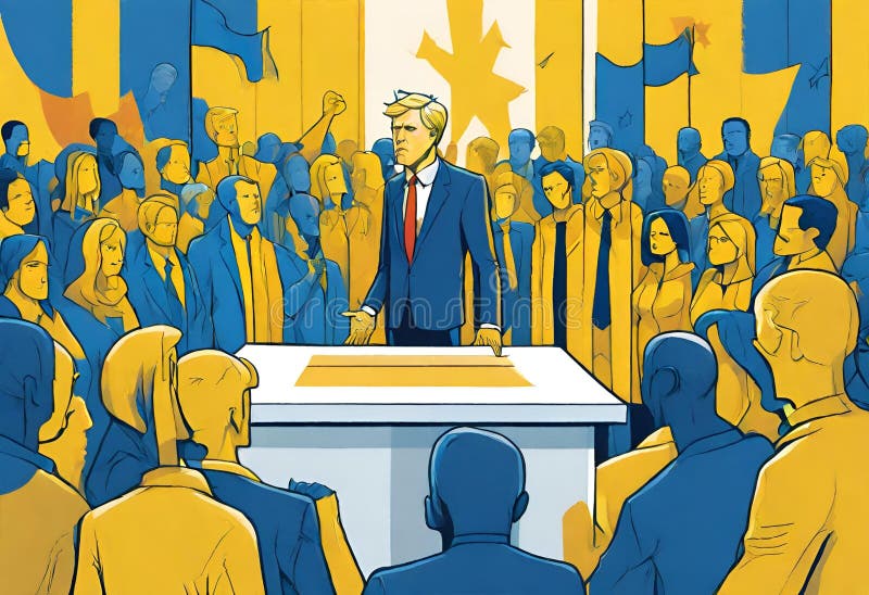 Gradient Politician Podium Debate Stock Illustration - Illustration of ...