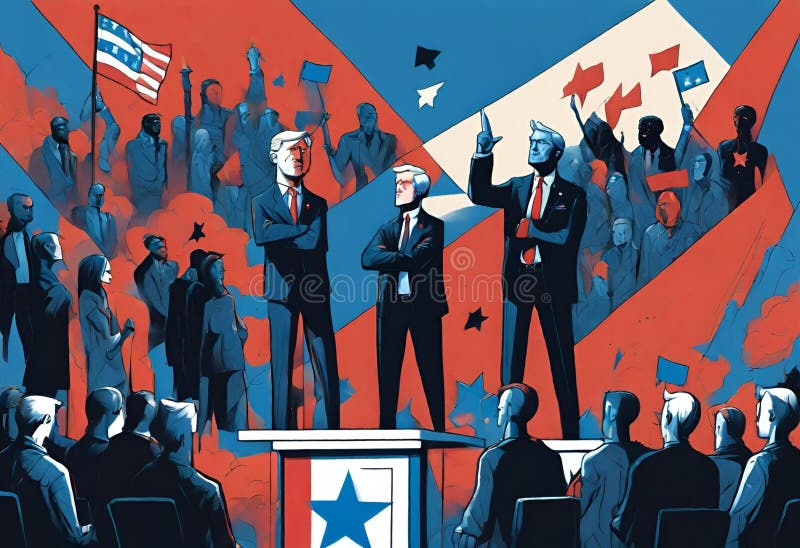 Gradient Politician Podium Debate Stock Illustration - Illustration of ...