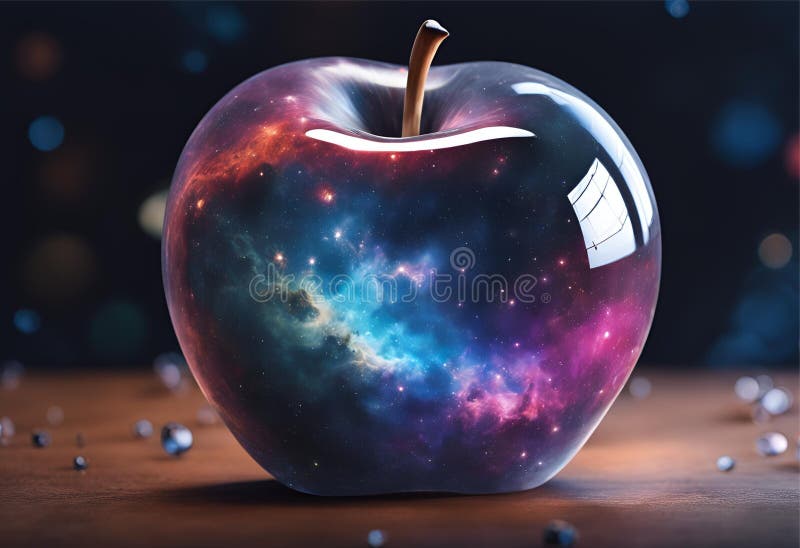 Orbiting Crispness: Cosmic Apple Adventure Stock Photo - Image of ...