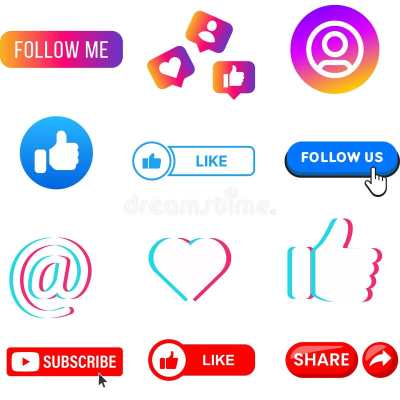 Social Media Icon Collection 3D, Instagram Icons, Follow Me,like ...
