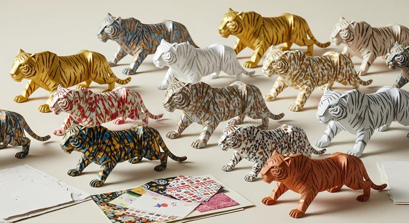 Intricate Origami Paper Art Tigers Design - Handmade Paper Art Stock ...