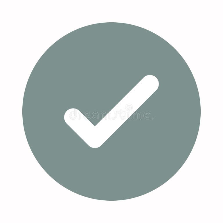 Flat Design Tick Mark in Gray Circle, Symbol of Confirmation or ...