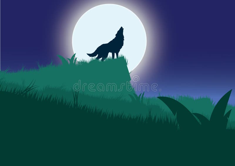 Cliff Rising Moon Background Midnight Forest Stock Illustrations – 1 ...