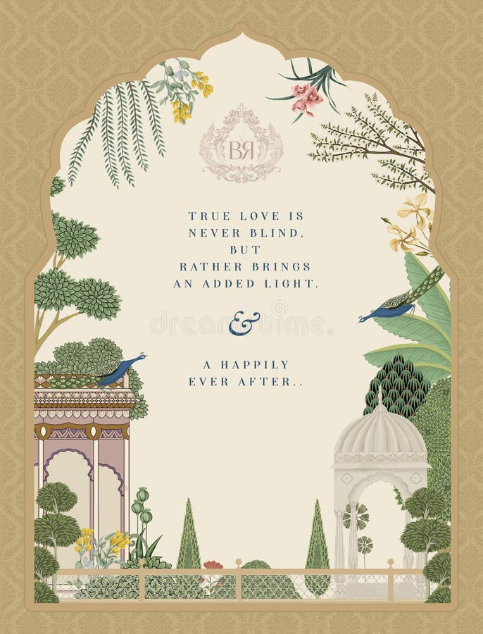 Traditional Indian Mughal Wedding Card Design. Invitation Card for ...