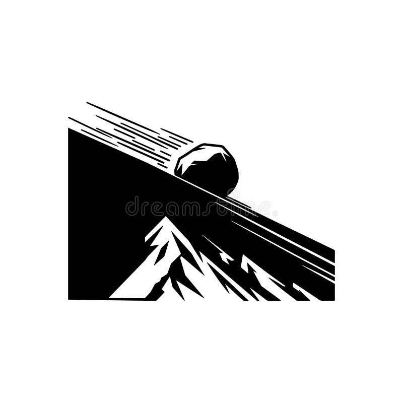 Boulder Going Down the Mountain Stock Illustration - Illustration of ...