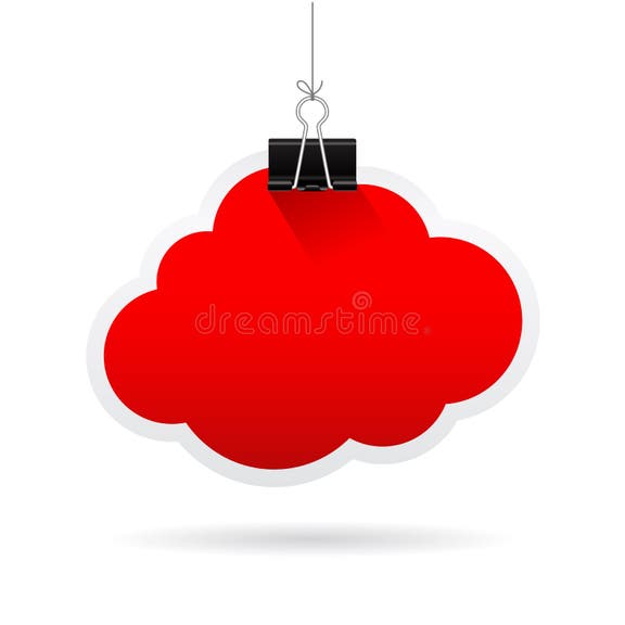 Red note paper cloud icon stock vector. Illustration of label - 137959347