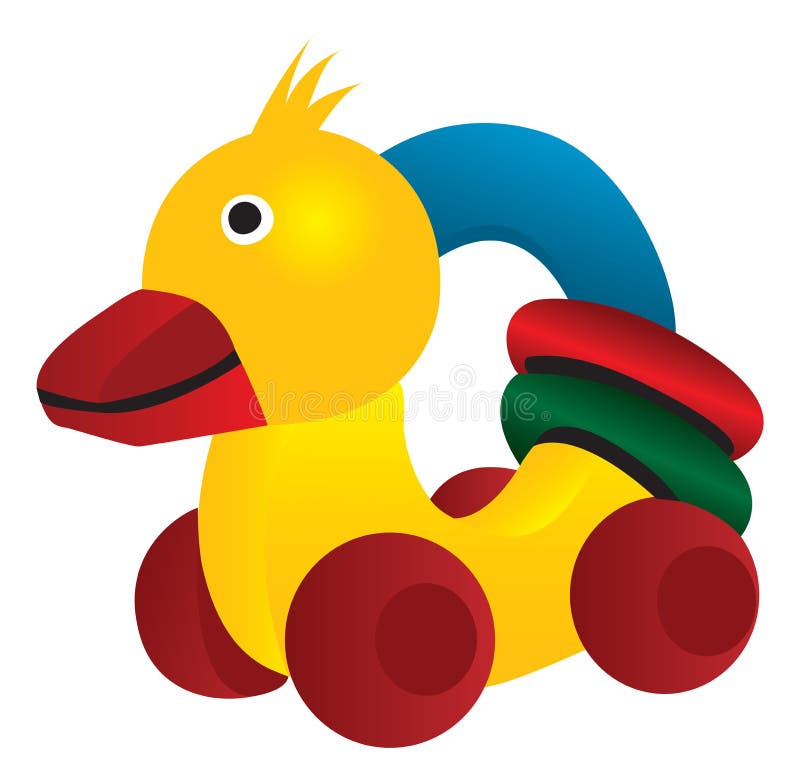 Rubber Duck with Wheels and Colored Circle Stock Vector - Illustration ...