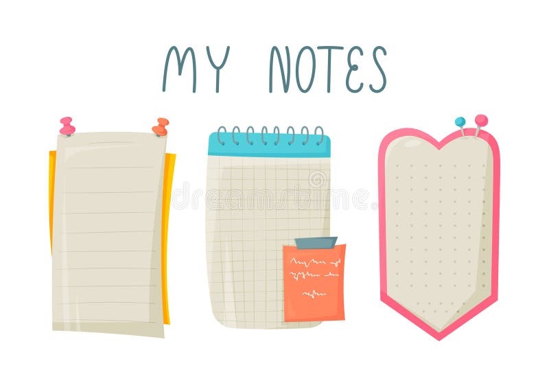 Set "my Notes". Vector Illustration of Notebooks for Notes. Taking ...