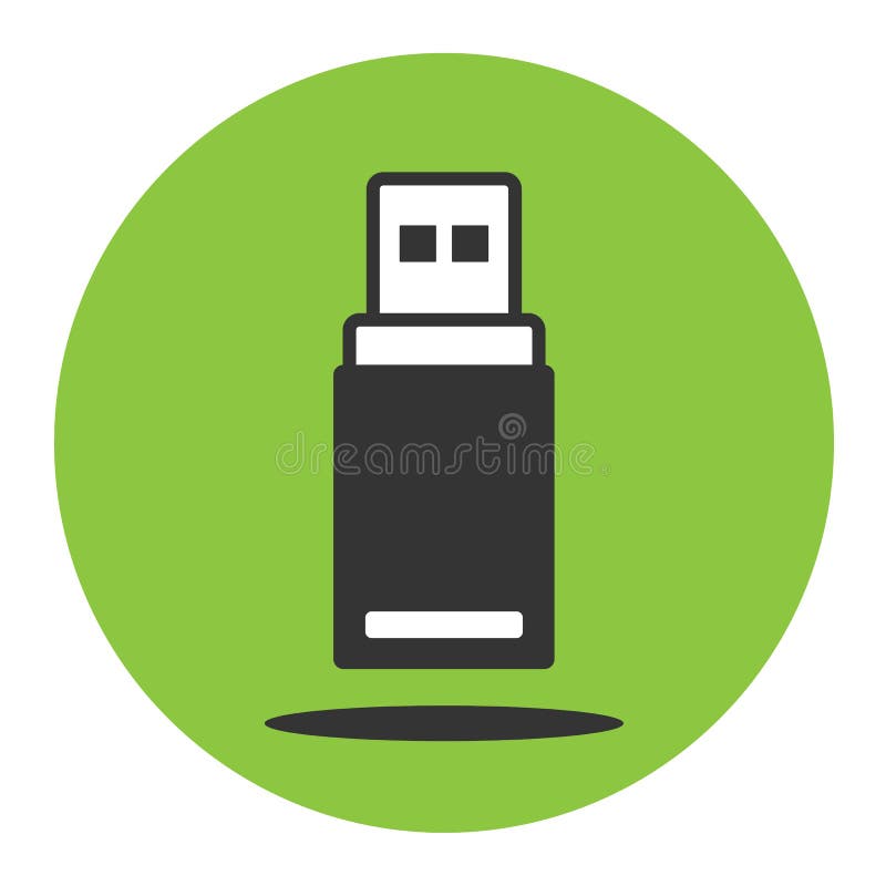 USB Flash Card Icon on the Green Background Stock Vector - Illustration ...