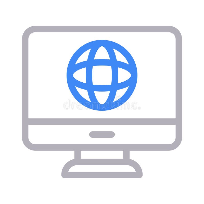 Global Screen Vector Color Line Icon Stock Illustration - Illustration ...