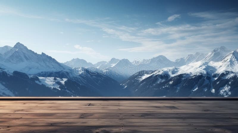 An Untouched Platform Amidst a Peaceful Mountain Range, with Snow ...