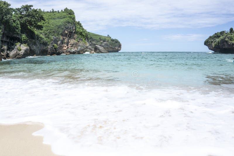 Tropical beach in java stock photo. Image of landscape - 175609278