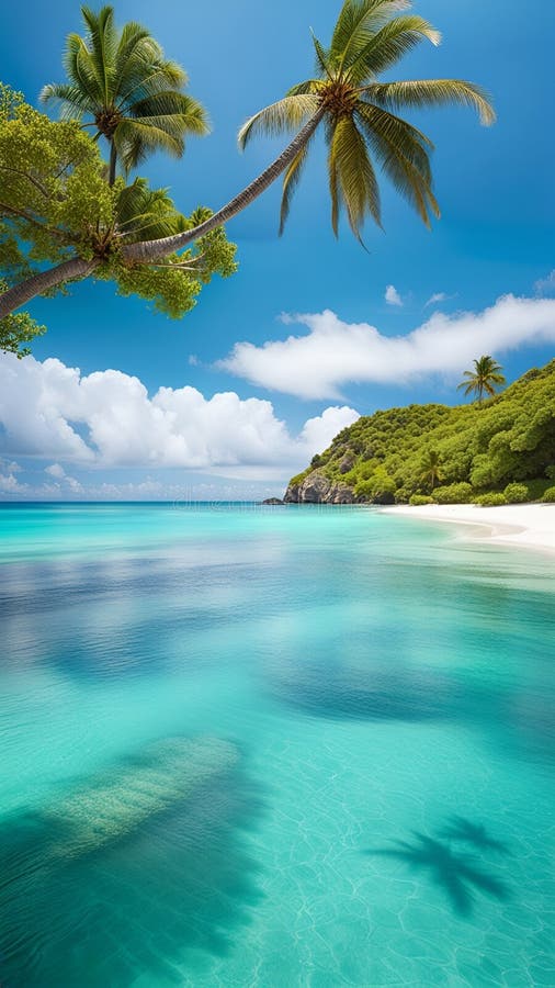 Untouched Tropical Island Beach with Turquoise Waters Stock ...
