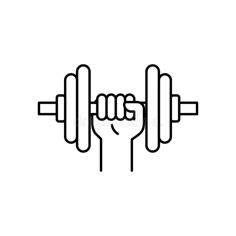 Strong Hand Lifting Up Steel Dumbbell Icon, Gym Equipment. Stock Vector ...