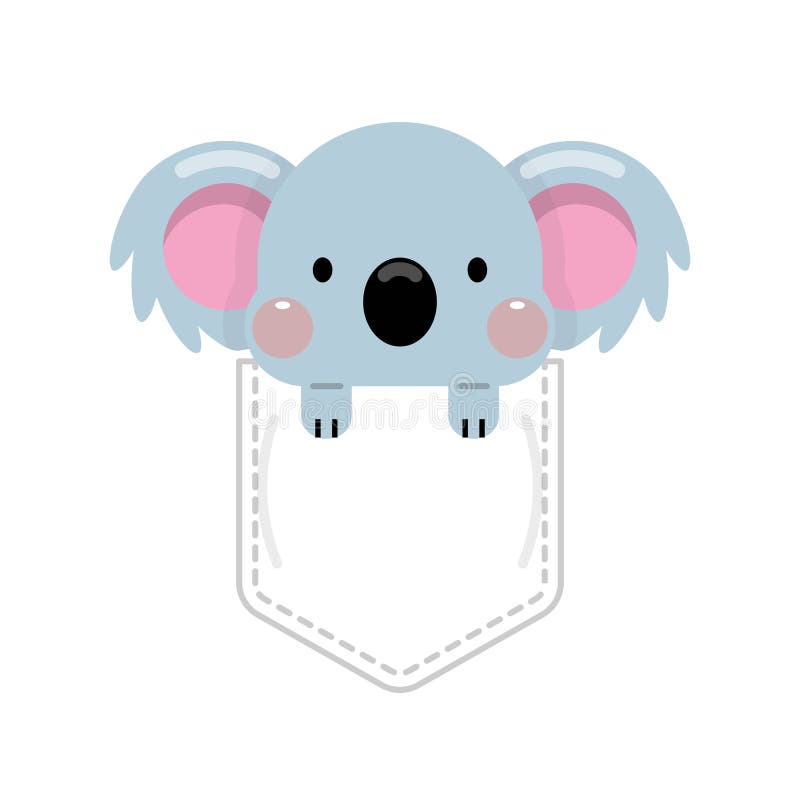 Cute Little Cartoon Koala Bear Inside the Pocket Stock Vector ...