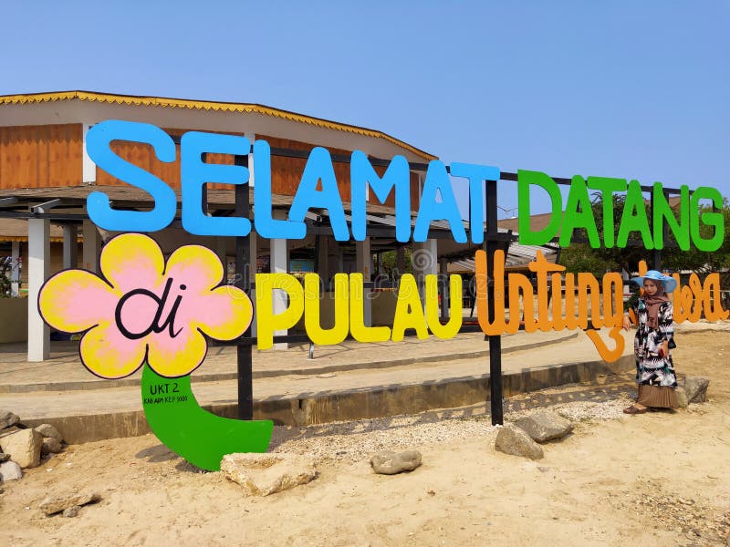 Untung jawa island sign editorial photo. Image of sign - 200309256