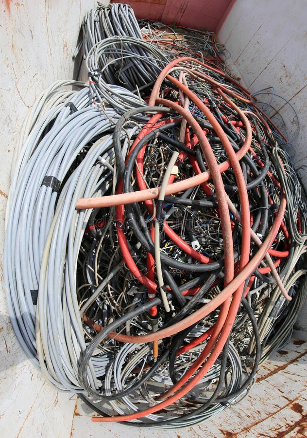 Unusable Cables into a Container Stock Photo - Image of environment ...