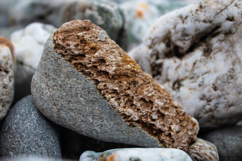 Unusal Split Rock with Two Colours Closeup Stock Image - Image of ...