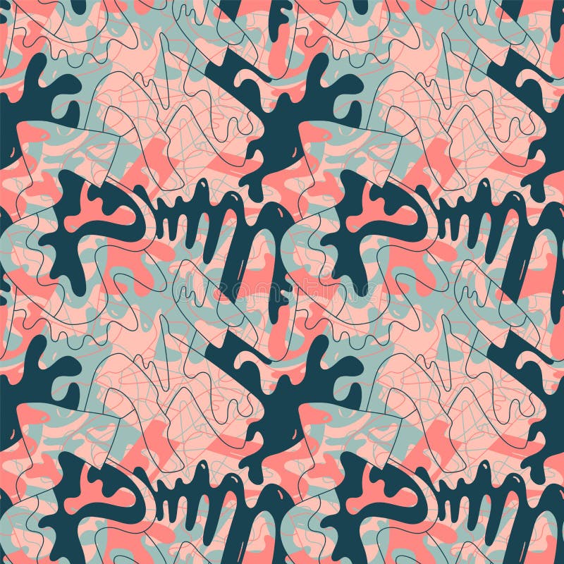 Unusual Abstract Seamless Artwork with Wave Hand Drawn Pattern Stock ...