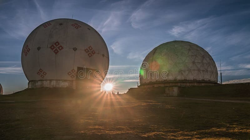 Unusual Architecture Concept. Dramatic Sunrise Over Uniquely Designed ...