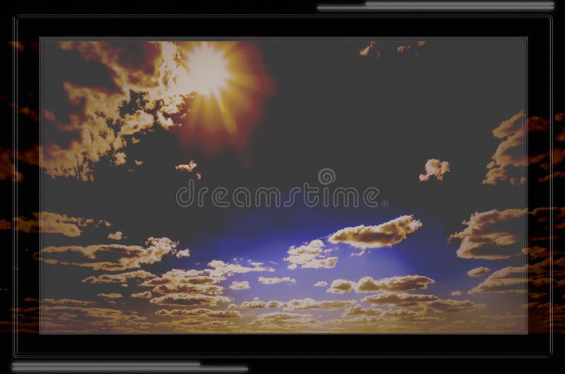 Unusual Art Illustration in a Frame. Dramatic Sky with Bright Clouds ...