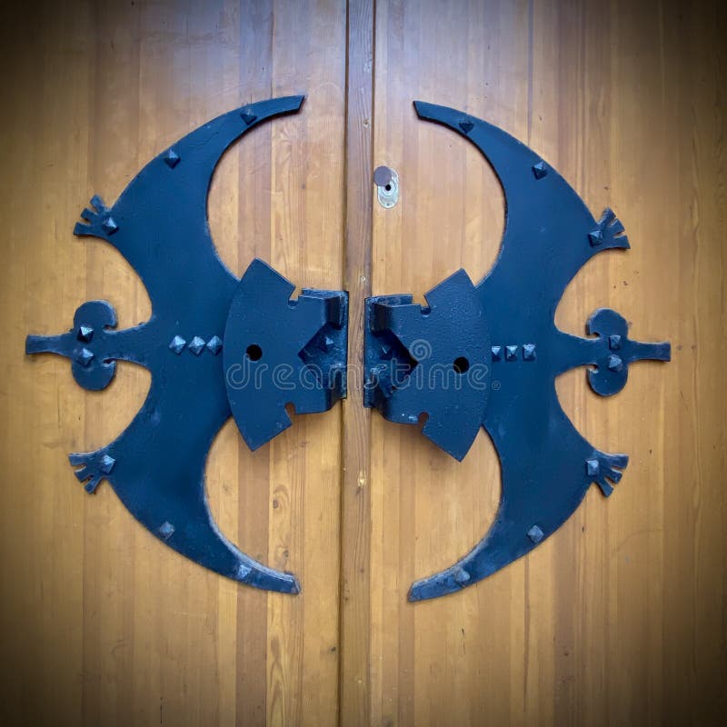 Unusual Black Metal Door Handle Stock Image - Image of black, unusual ...