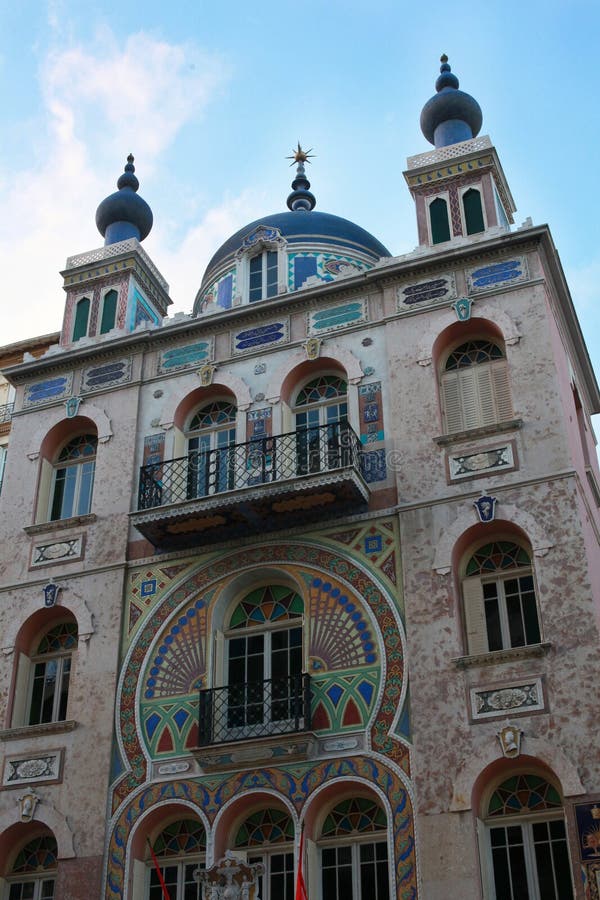 Unusual Building in Monaco in the Evening. Stock Image - Image of ...