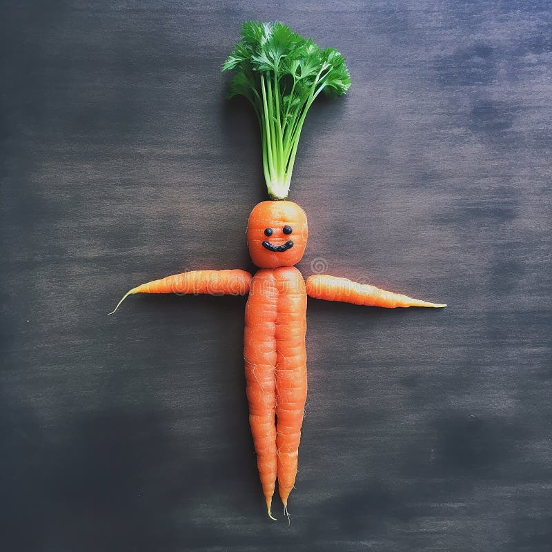 Unusual Carrot in the Shape of a Man, Close-up, Cheerful Illustration ...