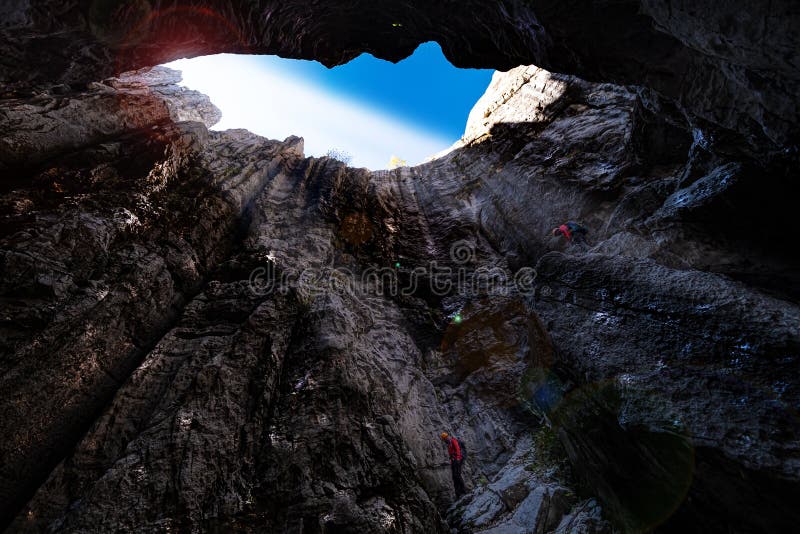 Unusual Caves and Exploration for Professional Climbing Stock Image ...