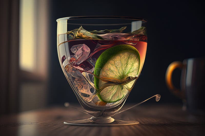 An Unusual Cold Cocktail in a Glass. Stock Illustration - Illustration ...