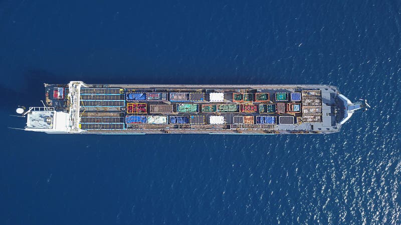 Container Cargo Ship Loaded. Unusual and Colorful Medium Size ...