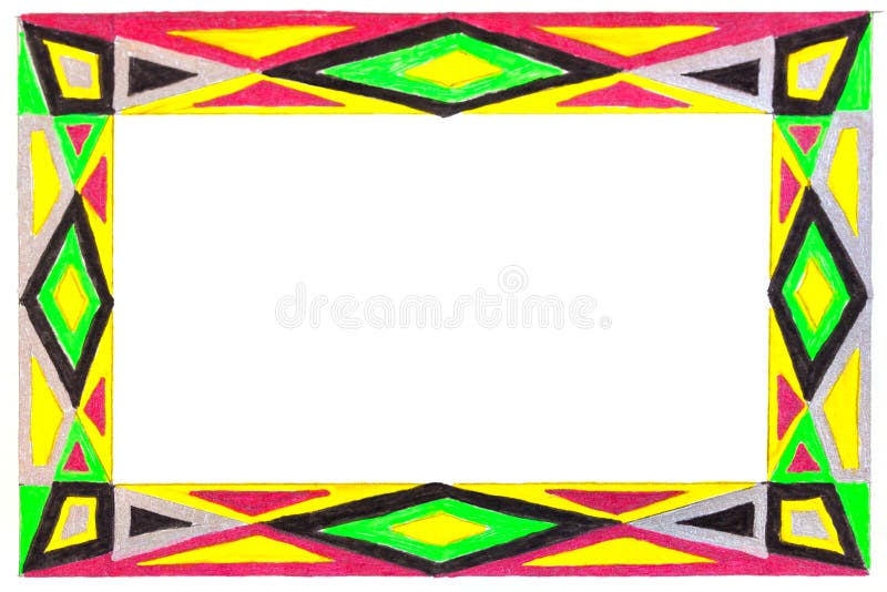 Unusual Colorful Patterned Bright Free Hand Drawn Frame. Stock ...