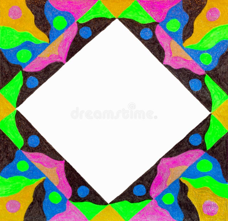 Unusual Colorful Bright Free Hand Drawn Frame. Stock Illustration ...
