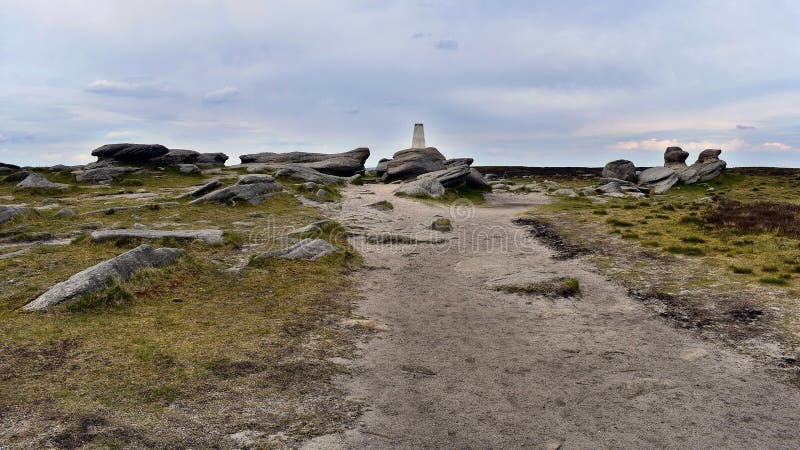 White trig on Kinder Scout stock image. Image of district - 289264131