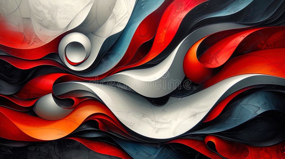 An Unusual Composition with Curved Lines and Geometric Figures ...